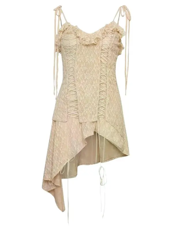 GRACE ELWOOD Lace-up Ruffled Dress - Pink