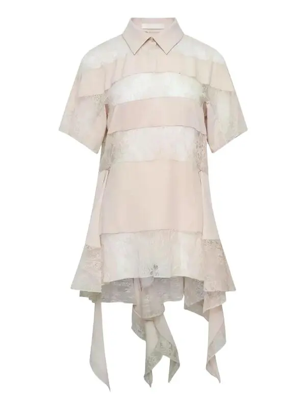 YCH Lace-panelled Draped Top - Neutrals