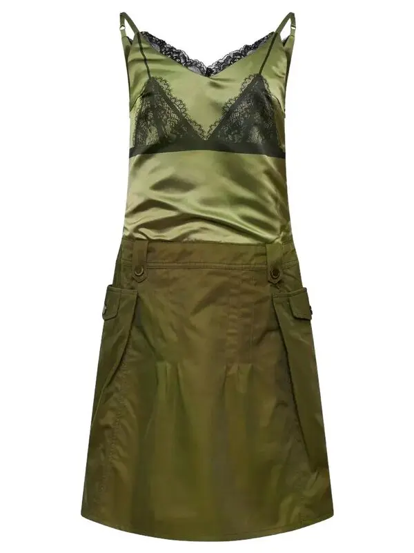 Andersson Bell Lace-bra Printed Cargo Dress - Green
