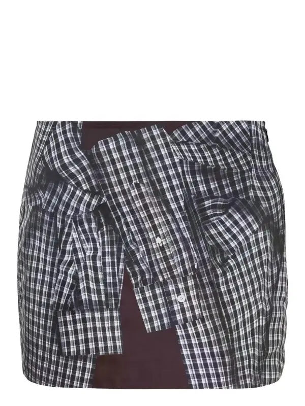 We11Done Trompe-l'oeil Checked Skirt - Black