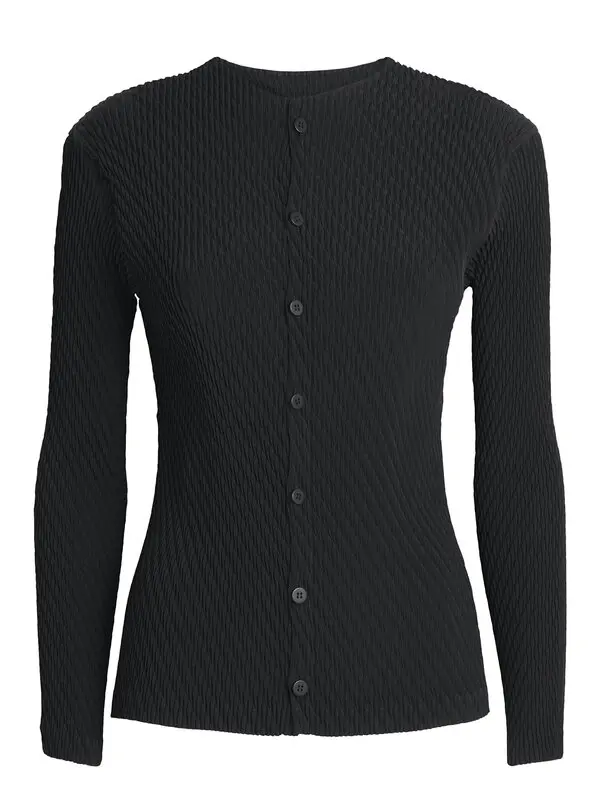 Issey Miyake Rhombus Pleats Cardigan - Black