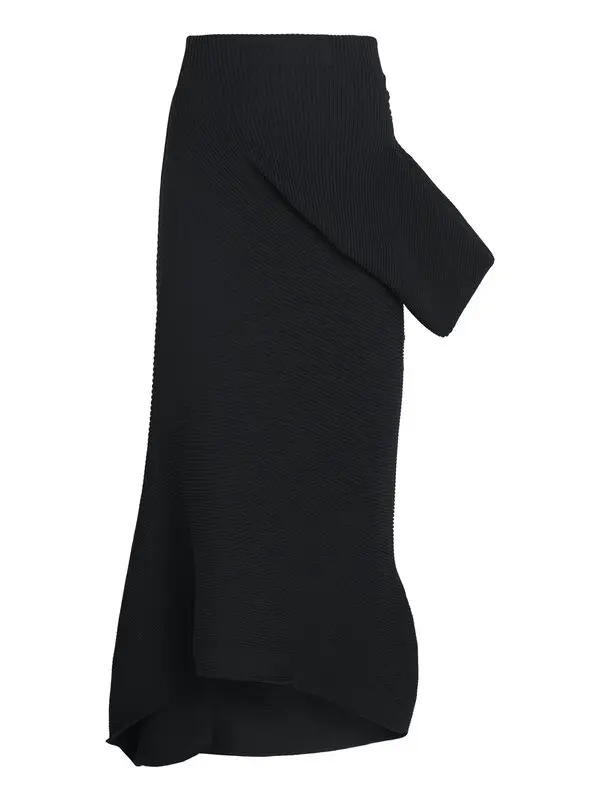 Issey Miyake Asymmetric Life Form Midi Skirt - Black