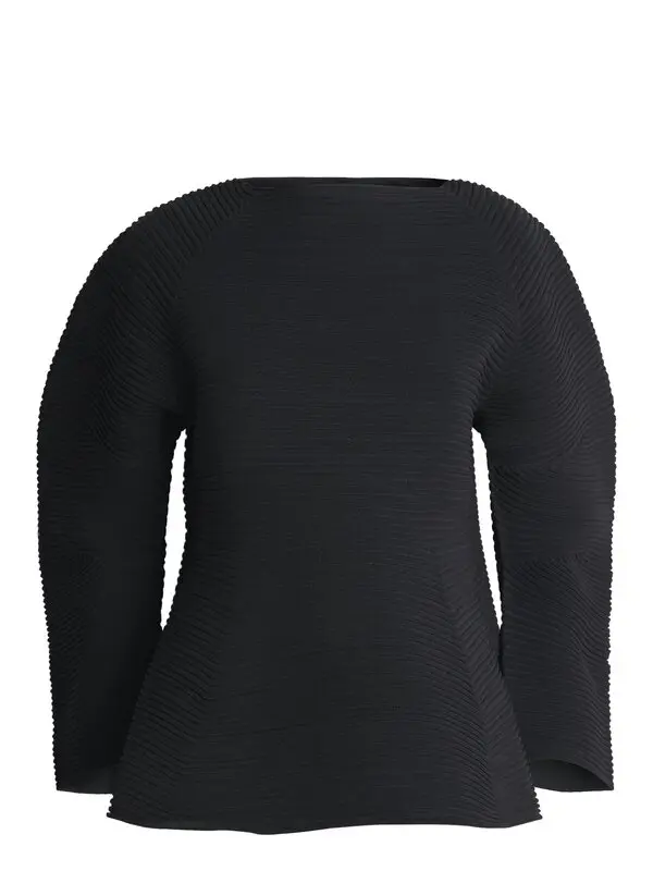 Issey Miyake Corrugated Knit Top - Black