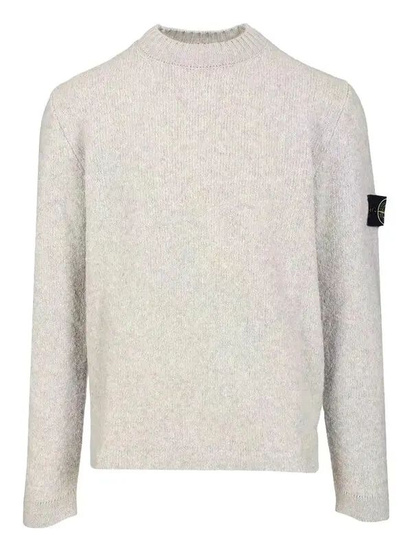 Stone Island Logo-patch Ribbed-knit Sweater - Grey