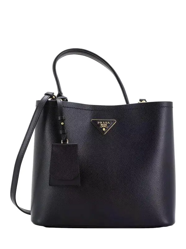 Prada Panier Saffiano Leather Large Bucket Bag - Black
