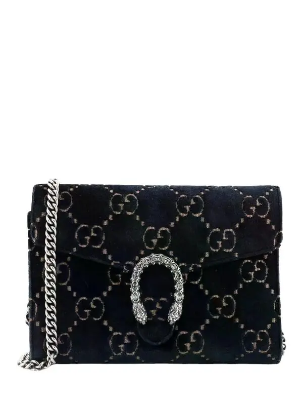 Gucci Dionysus Gg Velvet Chain Wallet - Blue