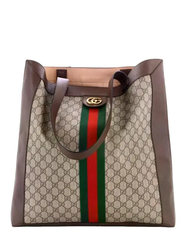 Gucci Ophidia Soft Open Gg Coated Canvas Large Tote Bag - Brown