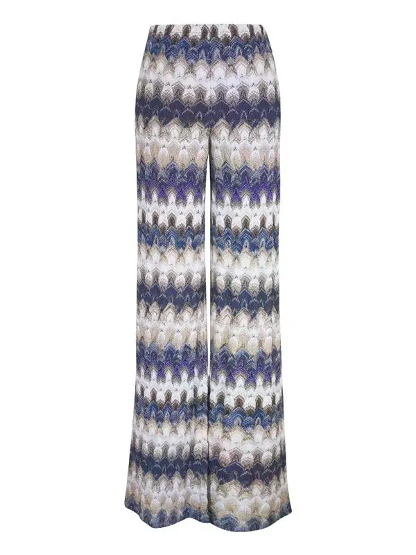 Missoni Zigzag-knit Wide-leg Trousers - Blue