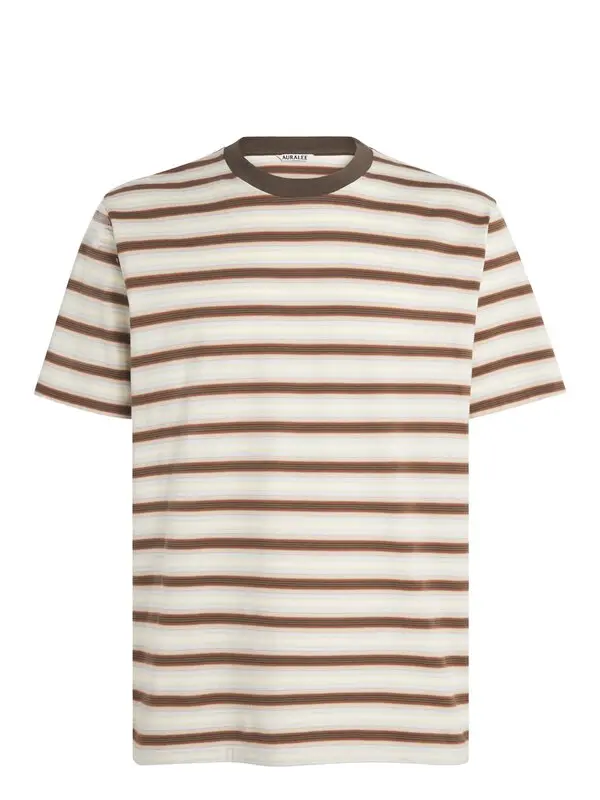 Auralee Cotton Gradient Stripe T-shirt - Brown