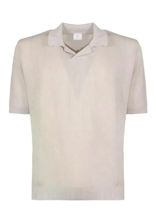 Eleventy Short-sleeve Polo Sweater - Neutrals
