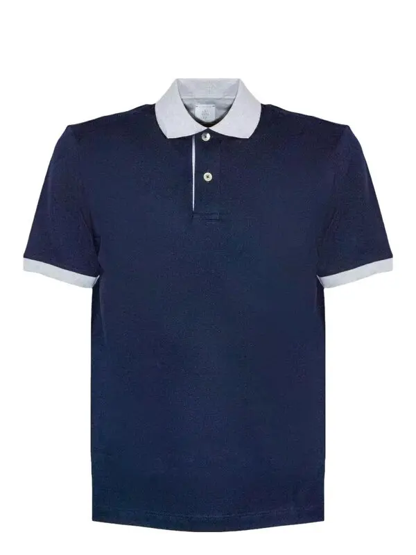 Eleventy Contrast-trim Polo Shirt - Blue
