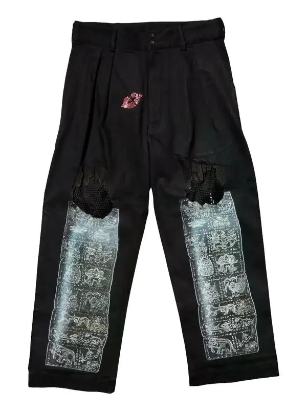 CAROLINA SARRIA Graphic-print Trousers - Black