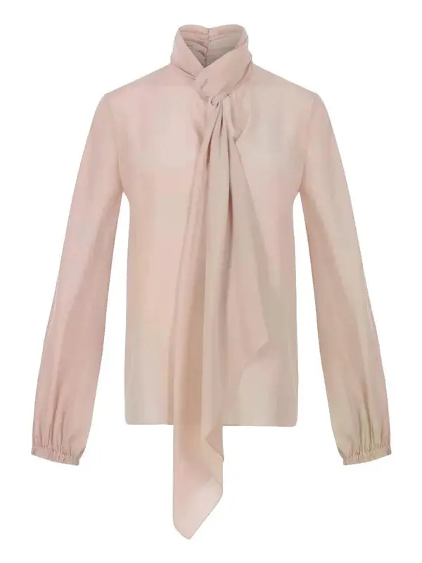 PHAEONIA Pussy-bow-collar Blouse - Pink