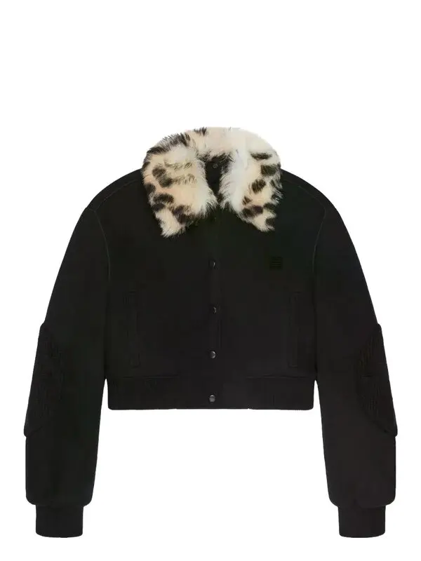 Givenchy 4g-logo Faux-fur Collar Cropped Jacket - Black
