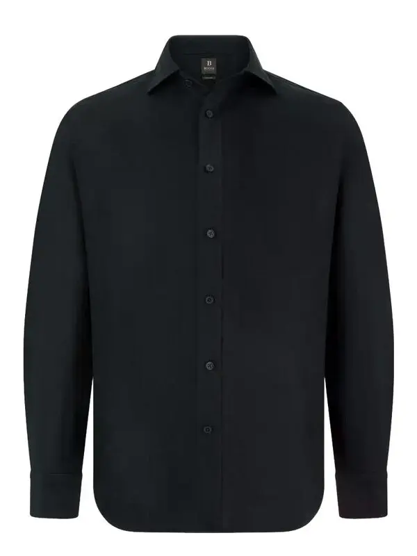Boggi Milano Garment-washed Linen Shirt - Black