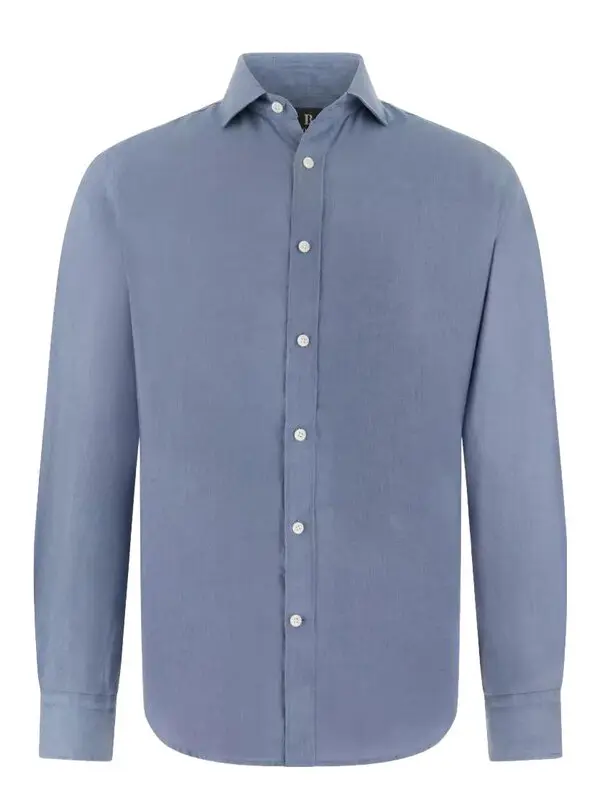 Boggi Milano Garment-washed Linen Shirt - Blue