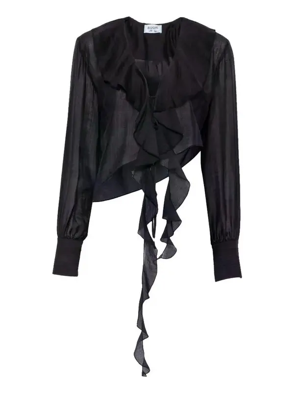 BLUGIRL Ruffled Cropped Blouse - Blue
