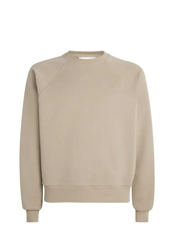 Ami Cotton De Coeur Sweatshirt - Beige