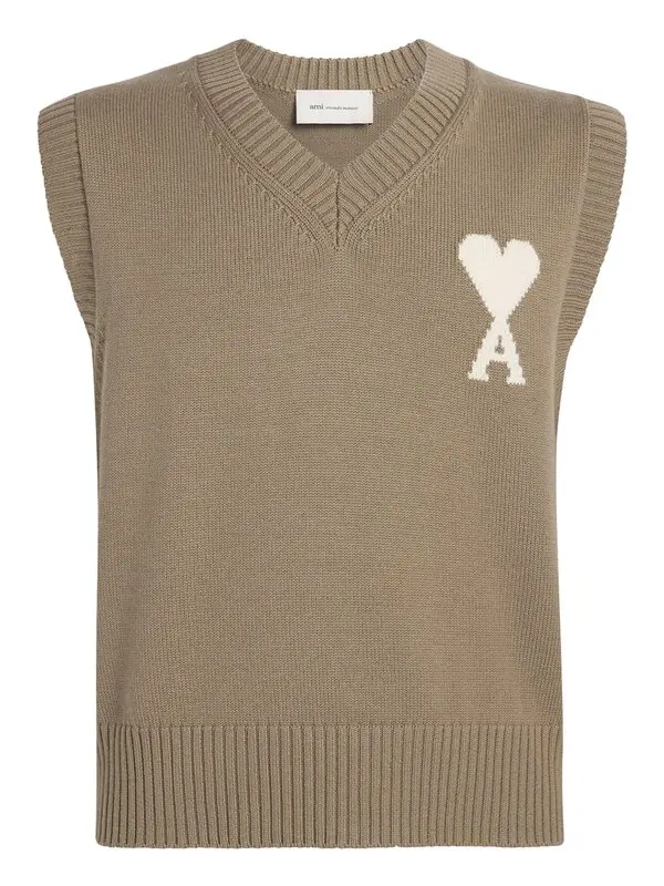 Ami Wool-cotton De Coeur Sweater Vest - Beige