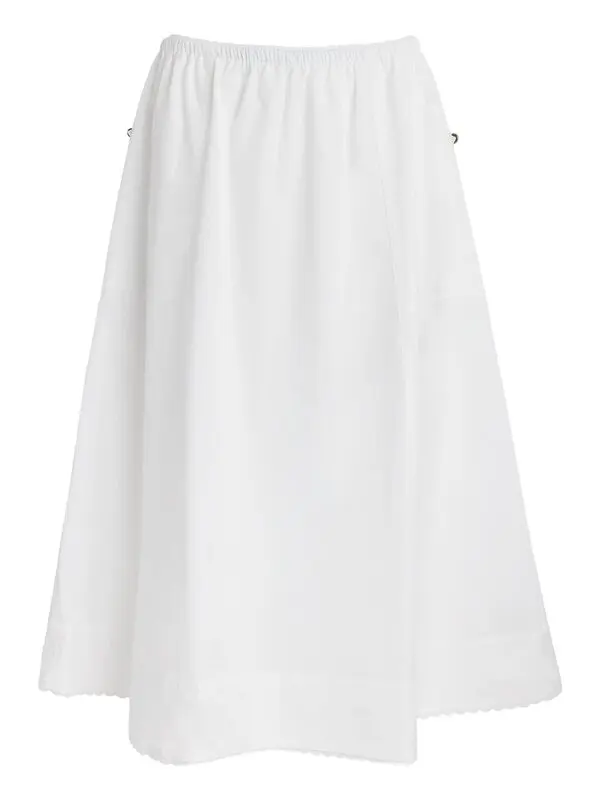 Vince Cotton Scallop-detail Midi Skirt - White