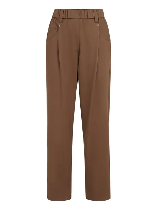 Brunello Cucinelli Stretch-cotton Pleated Trousers - Brown