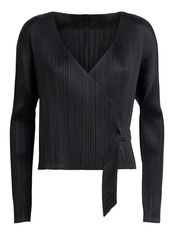 Issey Miyake Pleated Facade Cardigan - Black