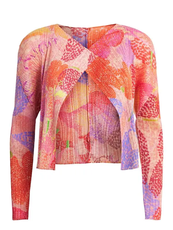 Issey Miyake Pleated Printed Cardigan - Pink