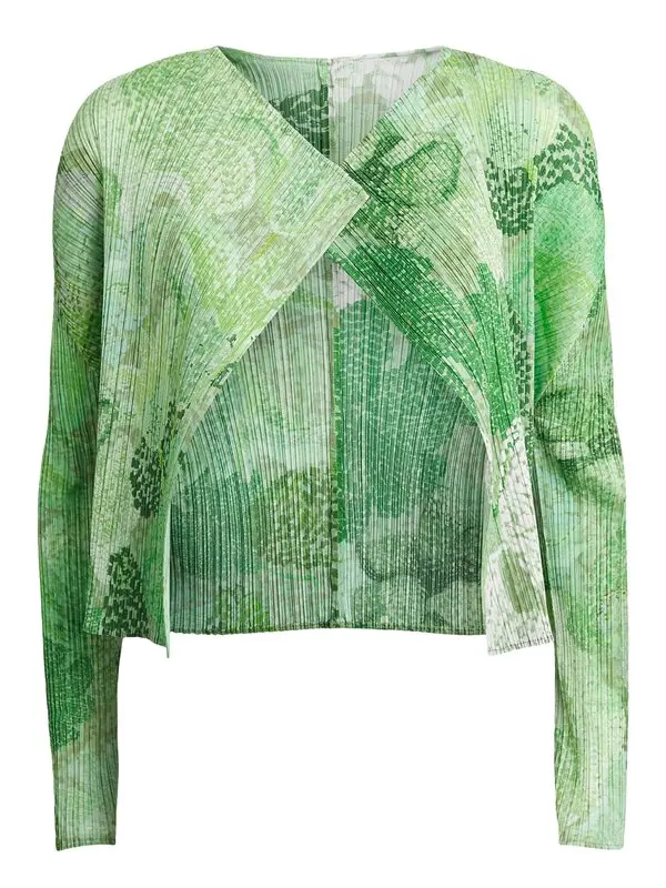 Issey Miyake Pleated Foggy Forest Cardigan - Green