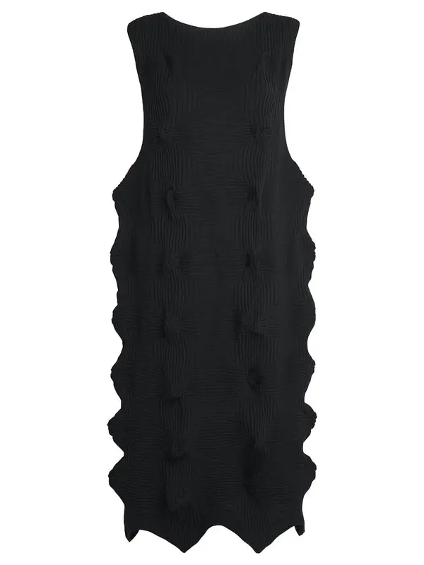 Issey Miyake Knitted Linkage Midi Dress - Black