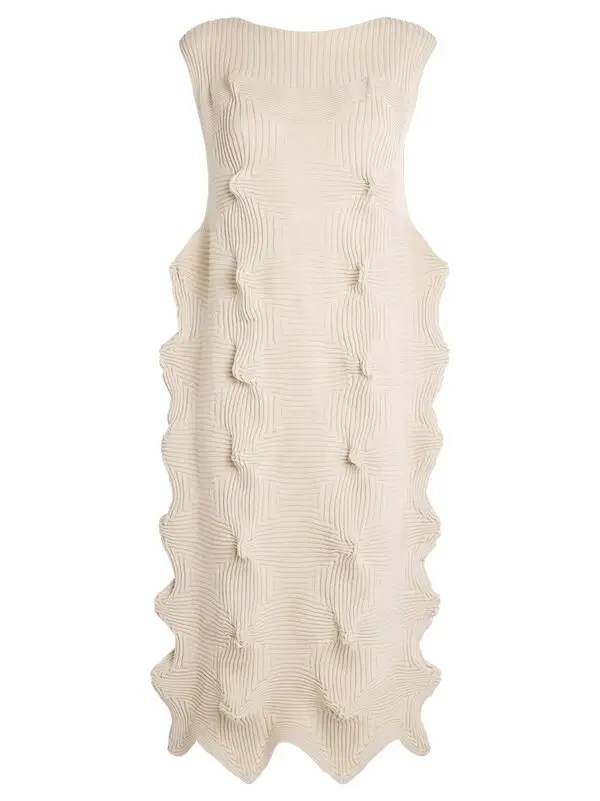 Issey Miyake Knitted Linkage Midi Dress - Brown