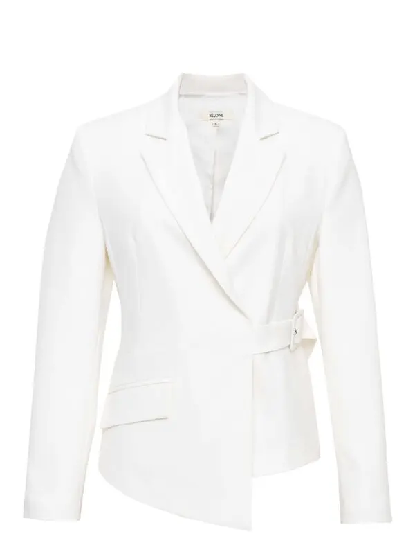 SÉLONE Nore Asymmetric Wrap Blazer - White