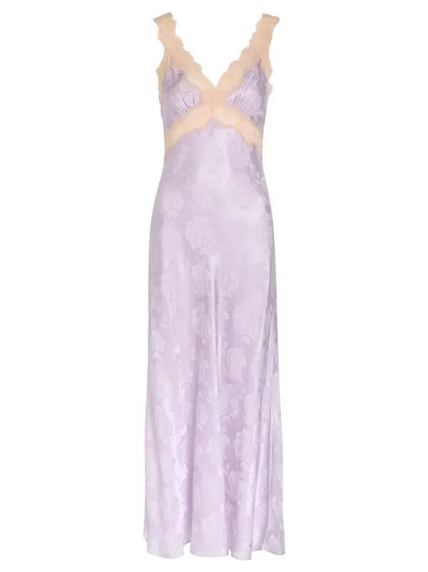 Ronny Kobo Floral-jacquard Silk-blend Midi Dress - Light Purple