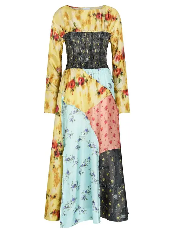 GANNI Printed Silk Maxi Dress - Multicoloured