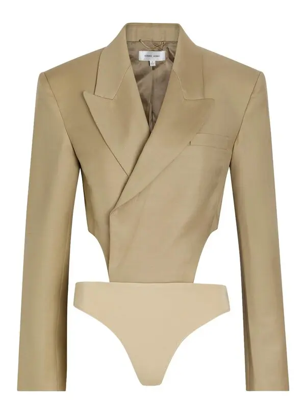 Ronny Kobo Florina Blazer-effect Wool-blend Bodysuit - Light Brown