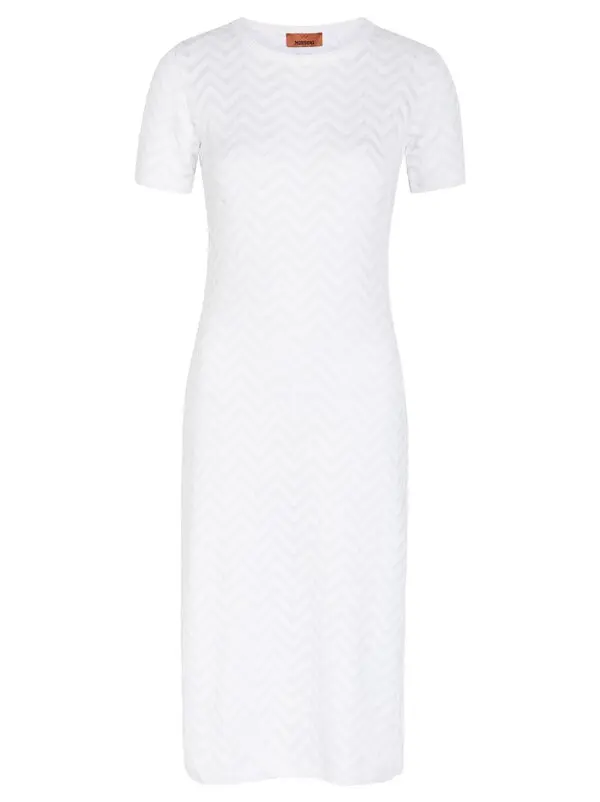 Missoni Chevron-knit Cotton-blend Midi Dress - White