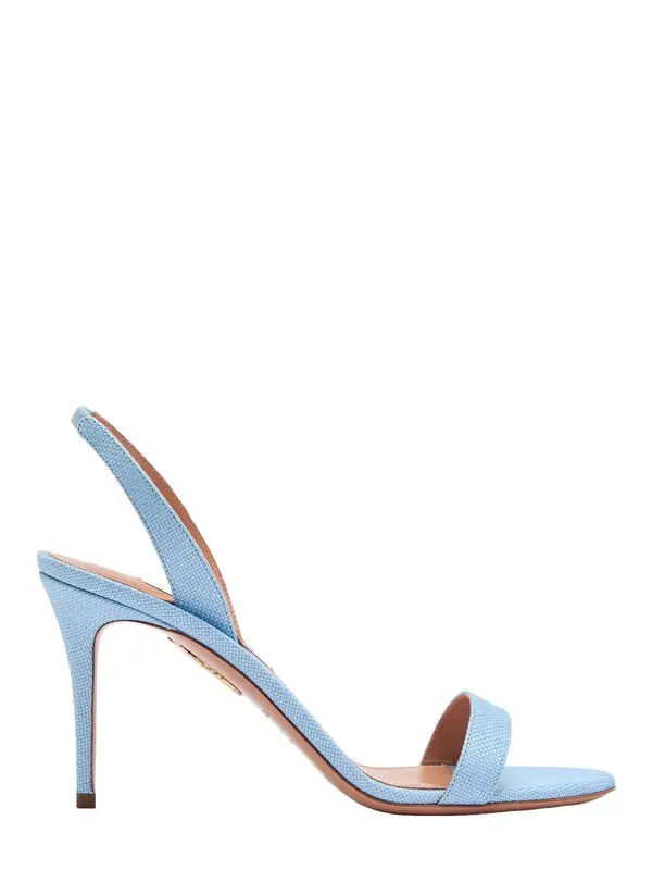 AQUAZZURA So Nude 85 Raffia Slingback Sandals - Blue