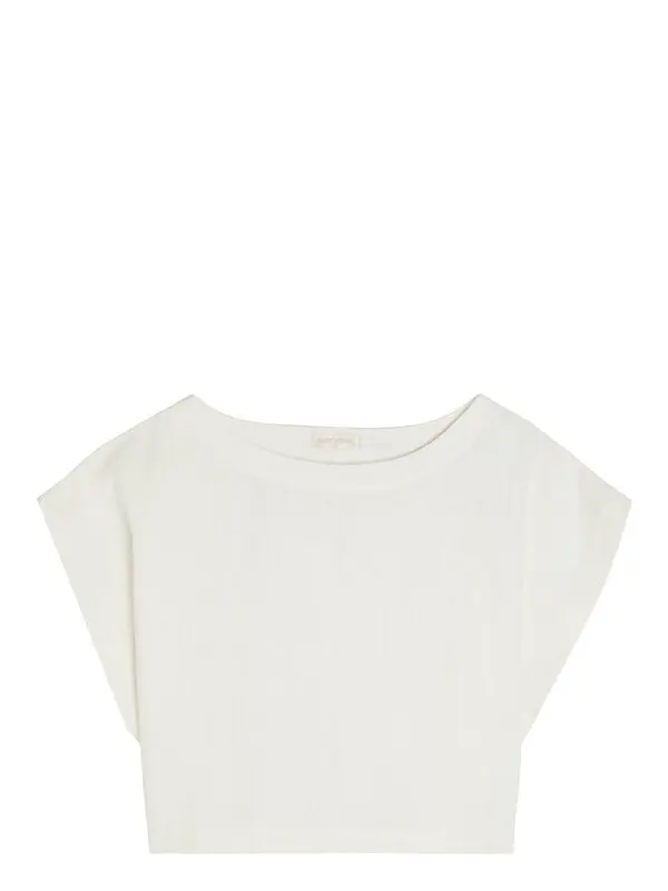 Suzie Kondi Kori Cropped Linen Top - White