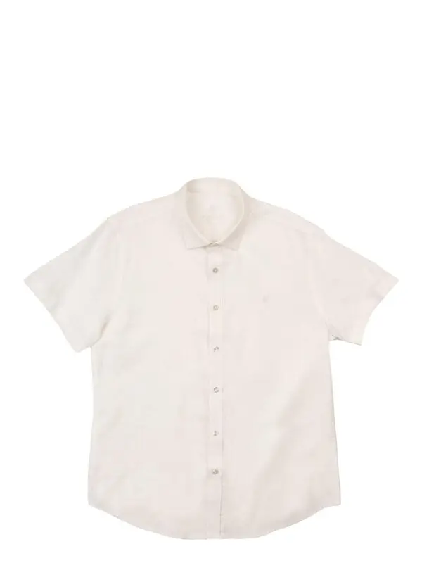 EIGHT X Essential Linen Button Short Sleeve Button Down Shirt - White