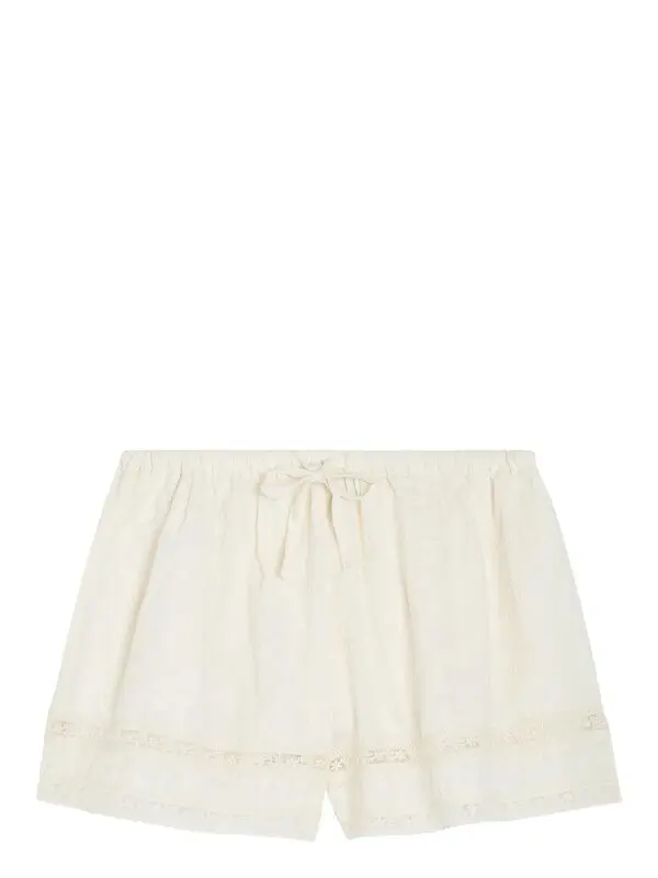 SOLAQUA Embroidered Cotton Shorts - Ivory
