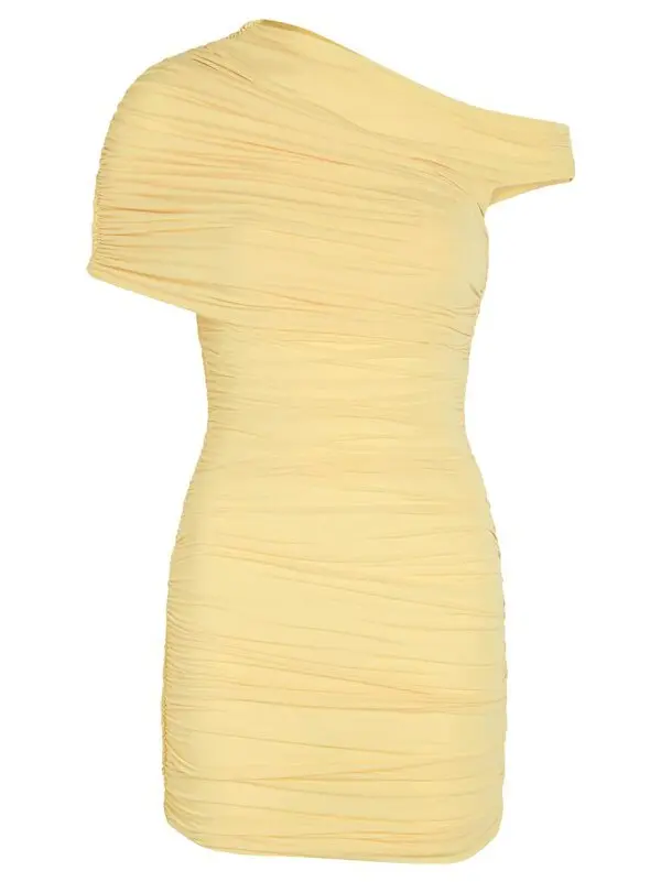 Ronny Kobo Cicilia Ruched Stretch-jersey Mini Dress - Yellow