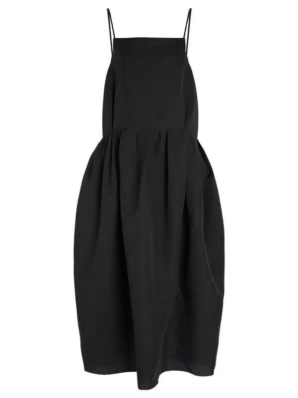 Khaite Adira Silk And Cotton-blend Midi Dress - Black