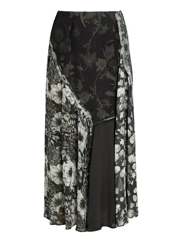 MAISON MARGIELA Panelled Floral-print Embellished Silk Midi Skirt - Multicoloured