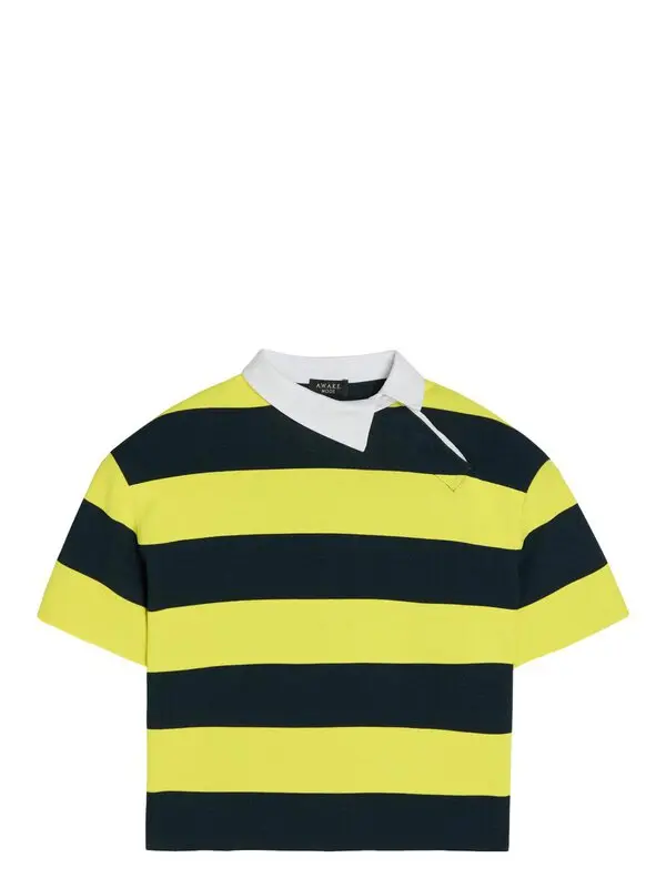 A.W.A.K.E. Mode Striped Knit Rugby Polo Top - Yellow