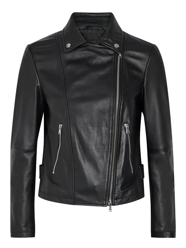 Emporio Armani Leather Biker Jacket - Black