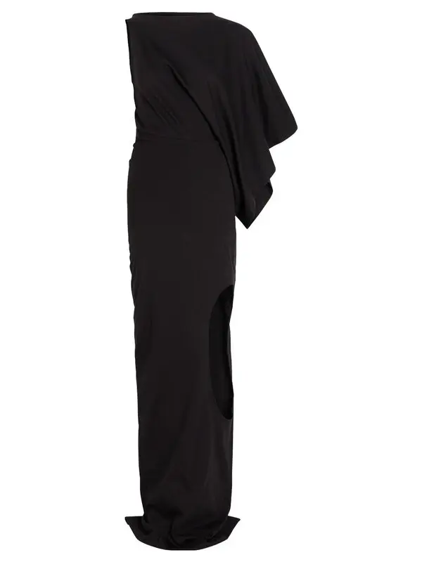 A.W.A.K.E. Mode Asymmetric Cut-out Cotton Maxi Dress - Black