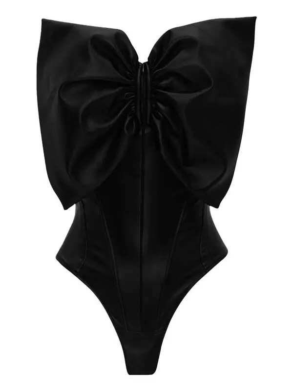 LIKA Corset Bodysuit With Bow Detail - Black