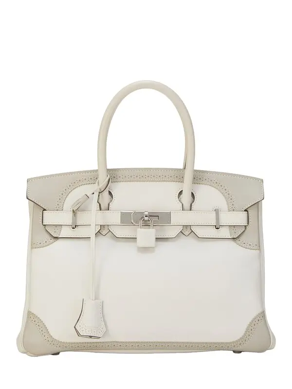 Hermès Gris Perle Swift Birkin Ghillies 30 - White