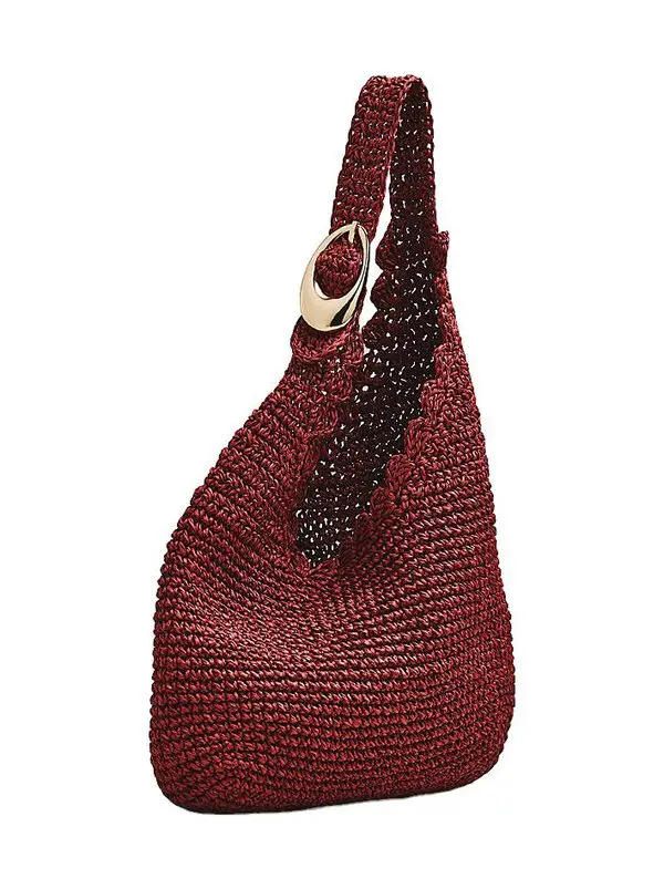 Anthropologie Raffia Slouchy Buckle Bag - Red