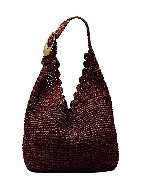 Anthropologie Love Knot Raffia Slouchy Bag - Red