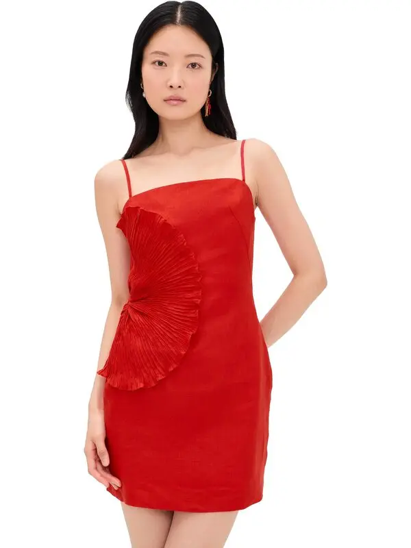 ANDRES OTALORA Respiro Lento Linen Dress - Coral